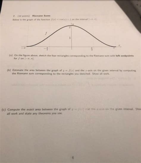solved 7 10 points riemann sums below is the graph of the