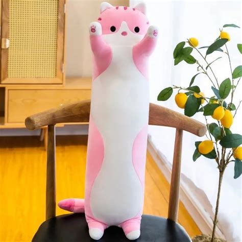 Длинная Мягкая Игрушка Подушка Кот Батон Обнимашка Розовый Хит ...