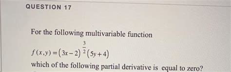 solved for the following multivariable function