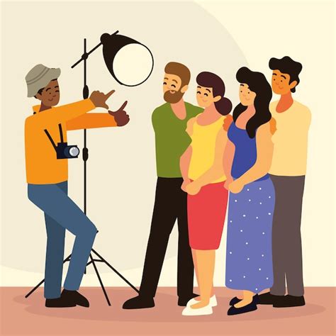 O Fotógrafo Tira Fotos Das Pessoas Vetor Premium