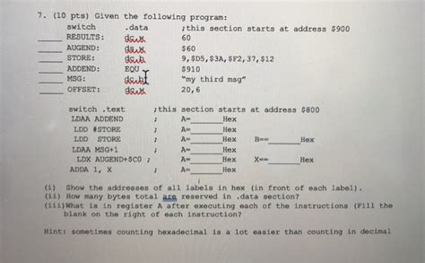 Solved 7 10 Pts Given The Following Program Switch Data