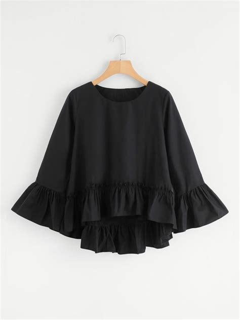 Flounce Sleeve Ruffle Hem Blouse Muslim Women Fashion Girls Fashion
