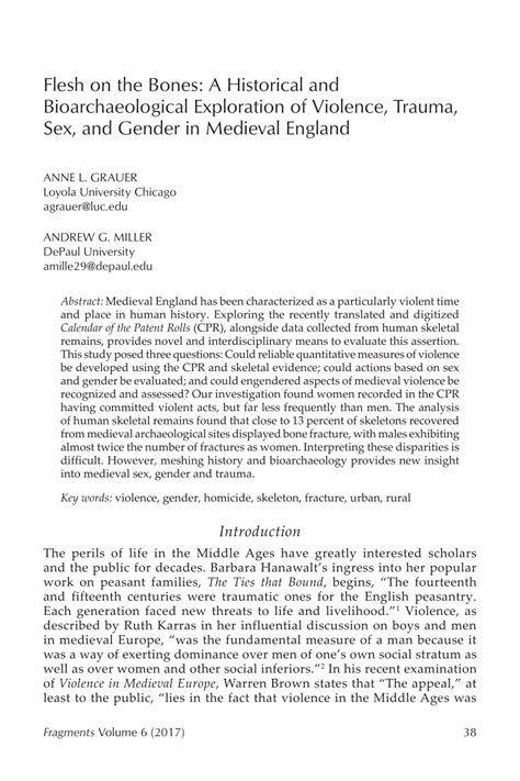 Pdf Flesh On The Bones An Historical And Bioarchaeological Exploration Of Sex Gender And