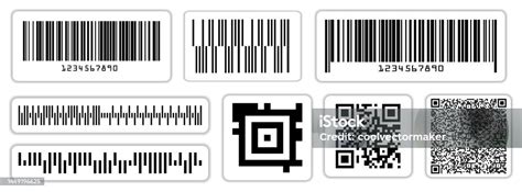 다양한 바코드 라벨 또는 스캔 바코드 바 슈퍼마켓 또는 소매 가격 바 라벨 스티커 세트 Eps 벡터 Qr코드에 대한 스톡 벡터