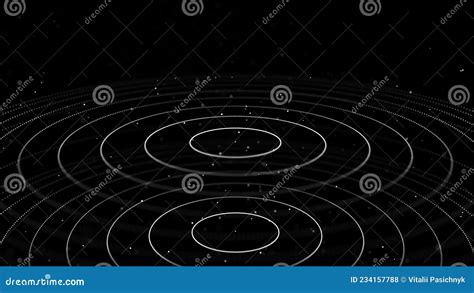 Abstract Black Background Of Circular Flow Of Particles Network Connections Structure Big Data