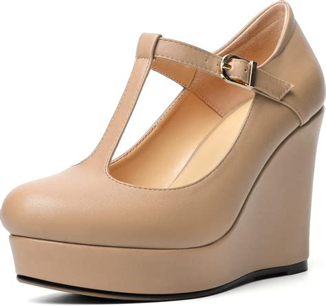 Soireelady Womens Wedges Heel Pumps Closed Round Toe T