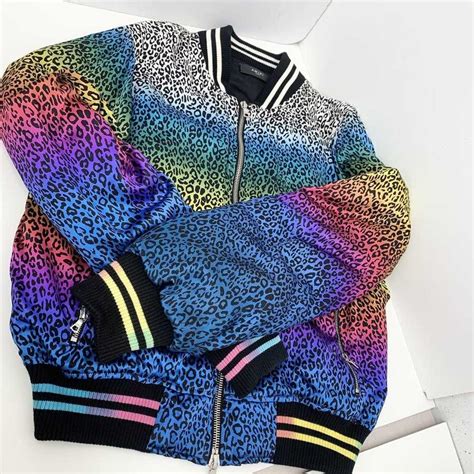 Amiri Amiri Leopard Blouson Jacket Rainbow Design Gem