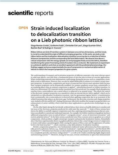 Pdf Strain Induced Localization To Delocalization Transition On A Lieb Photonic Ribbon Lattice