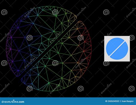 spectral gradiented polygonal mesh medication tablet icon stock vector