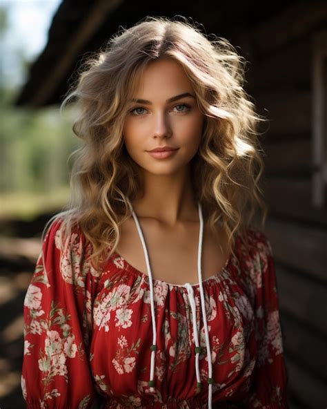 Premium Photo Beautiful Russian Girl Stands As The Sun Sets