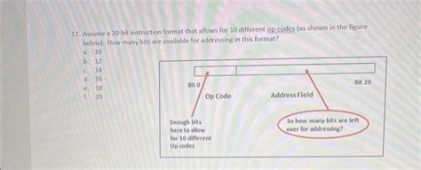 solved 17 assume a 20 bit instruction format that allows