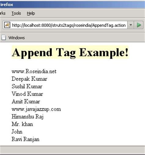 Append Tag Control Tags Example