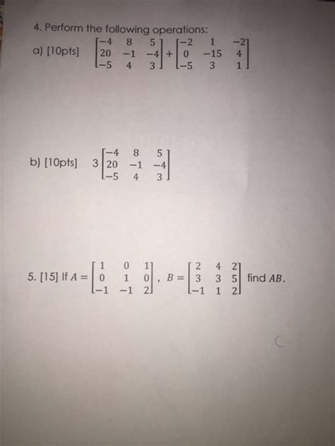 Solved Perform The Following Operations