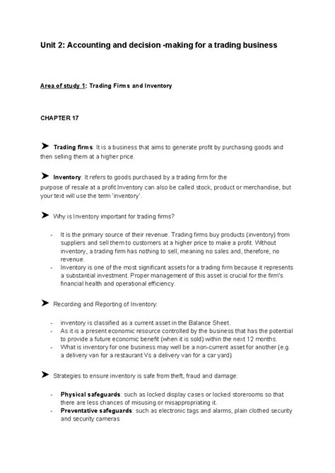 Accounting Unit 2 Aos 1 Notes Unit 2 Accounting And Decision Making For A Trading Business