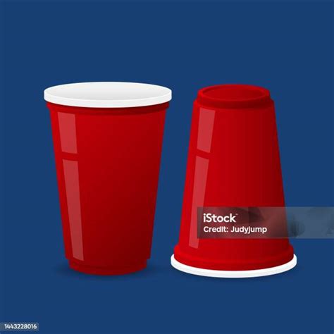 빨간 플라스틱 파티 컵 소재 디자인 빨간 맥주 컵 벡터입니다 3차원 형태에 대한 스톡 벡터 아트 및 기타 이미지 3차원 형태 공란 깨끗한 Istock