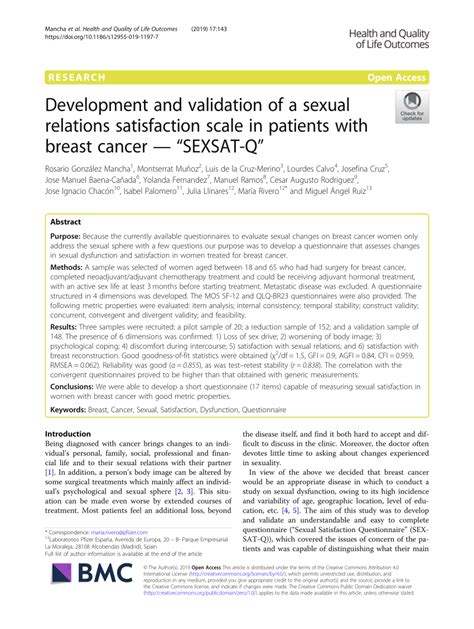 PDF Development And Validation Of A Sexual Relations Satisfaction Scale In Patients With