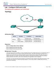 10 1 2 5 Lab Configure CDP And LLDP STU Docx Lab Configure CDP And LLDP This Lab Has Been