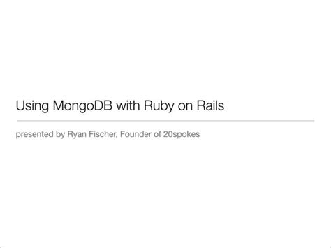 Mongodb And Ruby On Rails Pdf Databases Computer Software And