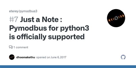 Just A Note Pymodbus For Python3 Is Officially Supported · Issue 7