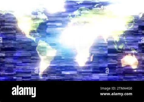 Five Seconds Countdown Timer With World Map Glitch Effect Animation