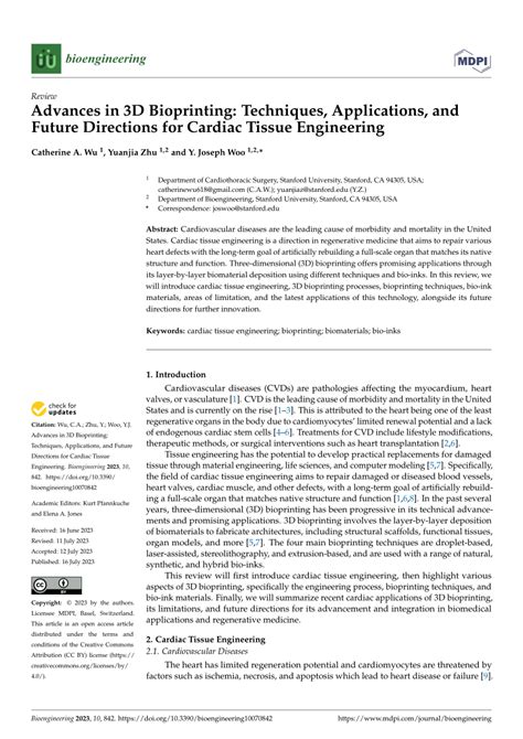 Pdf Advances In 3d Bioprinting Techniques Applications And Future