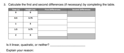 solved 3 calculate the first and second differences if nec[algebra