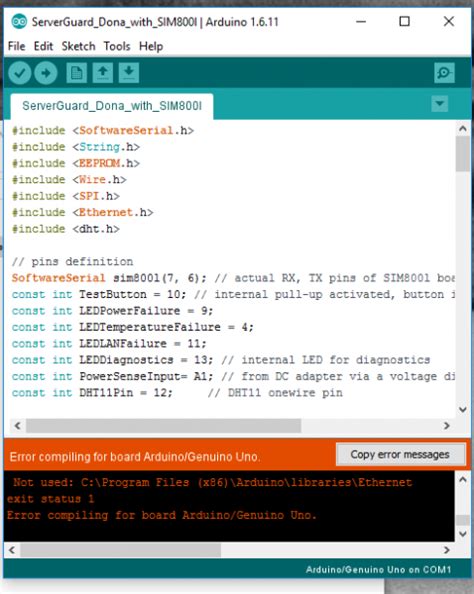 Скетч показал Error помогите где ошибка Аппаратная платформа Arduino