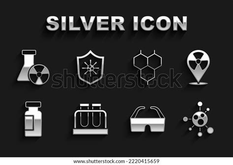 Set Test Tube Flask Radioactive Location Stock Vector Royalty Free