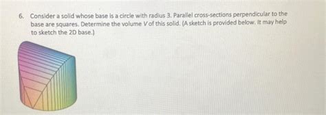 Solved Consider A Solid Whose Base Is A Circle With Radius Chegg