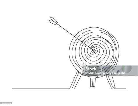 Continuous One Line Drawing Of Arrow Shoted On Target Pad Arrow On