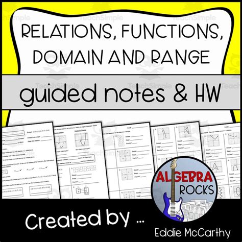 Relations Function Domain And Range Guided Notes Homework Set