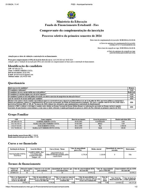 Fies Comprovante Pdf
