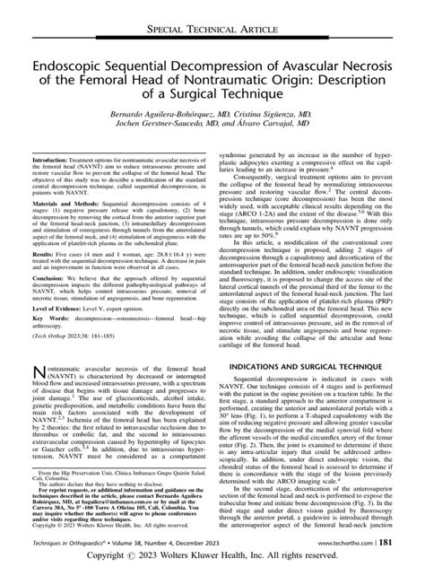 Endoscopic Sequential Decompression Of Avascular3 Pdf Clinical