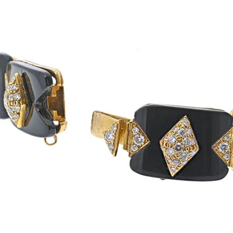 18k Yellow Gold Black Onyx Fine Diamonds Choker Necklace The Back Vault