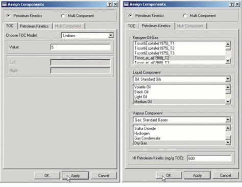 7 9 The Dialog Boxes Used To Input Source Rock Properties Into The Download Scientific Diagram