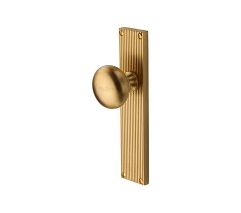 Heritage Brass V9200 Sb Victoria Mortice Knobs On Reeded Backplate Satin Brass Door Knobs