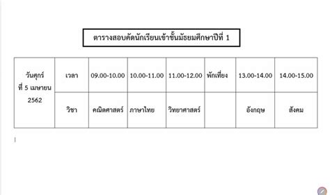 ตารางสอบ โรงเรียนโพธิ์คีรีราชศึกษา