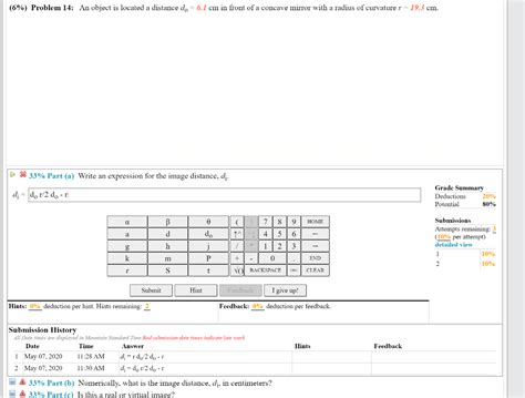 Solved Problem An Object Is Located A Distance Do Chegg