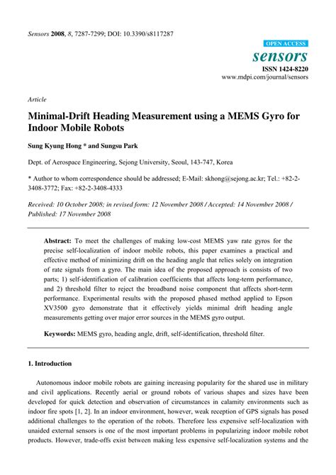 Pdf Minimal Drift Heading Measurement Using A Mems Gyro For Indoor Mobile Robots