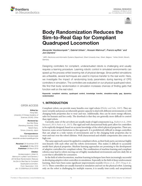 Pdf Body Randomization Reduces The Sim To Real Gap For Compliant