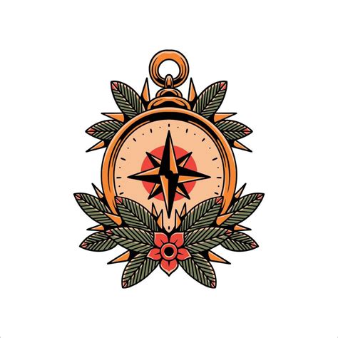 Vintage Compass Tattoo Vector Design 36710855 Vector Art At Vecteezy