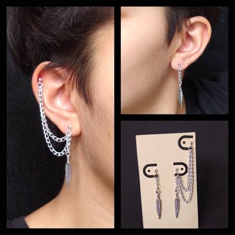 Helix To Lobe Chain Earringhelix Connected Chain Etsy Uk