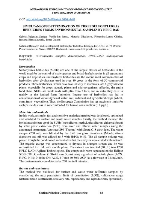 Pdf Section Pollution Control And Monitoring 88 Simultaneous Determination Of Three