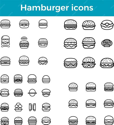 Premium Vector Hamburger Icons Vector Delicious Burger Meal Fast Food