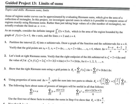 solved guided project 13 limits of sums topics and skills