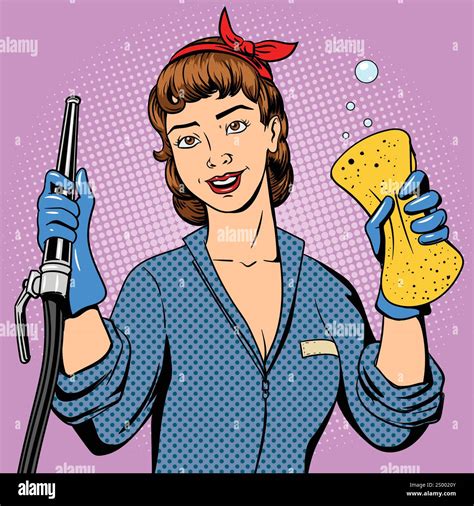 Car Wash Girl Comic Book Style Vector Stock Vector Image Art Alamy