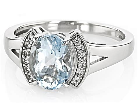 Aquamarine Rhodium Over Sterling Silver Ring 145ctw Ctb2360 Jtv