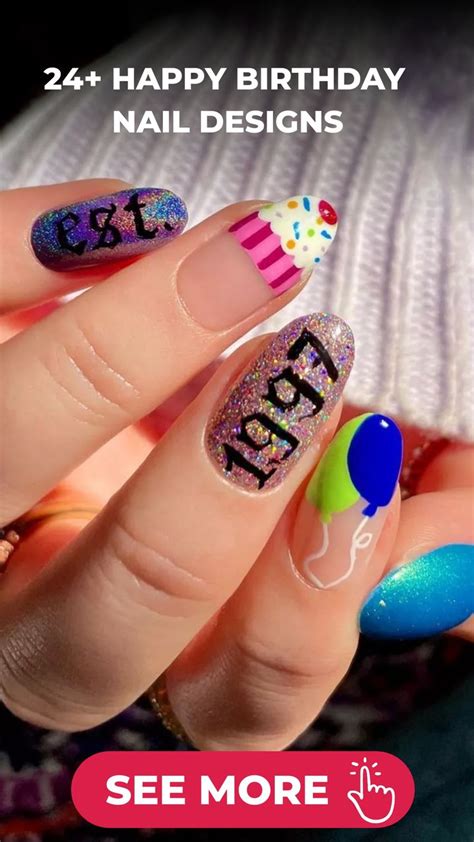 24 Happy Birthday Nail Designs Confetti Nails Birthday Nail Designs