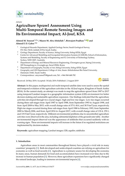 Pdf Agriculture Sprawl Assessment Using Multi Temporal Remote Sensing Images And Its