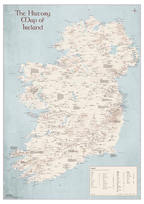 The History Map Of Ireland Poster Three Rock Books